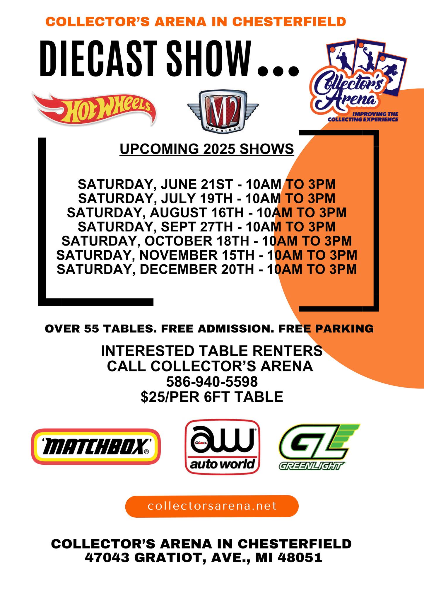 Events Calendar – Collector's Arena